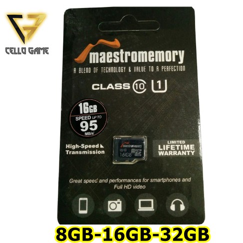 Micro SD MAESTRO CLASS@10 8GB 16GB 32GB LIFE TIME WARRANTY V-GEN VGEN ...