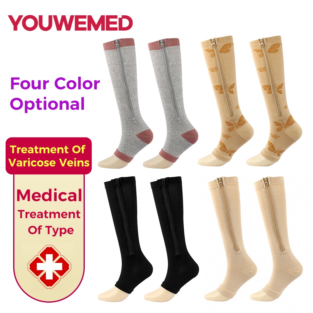 Zippered Compression Socks Leg Support Preventing Varicose Socks ...