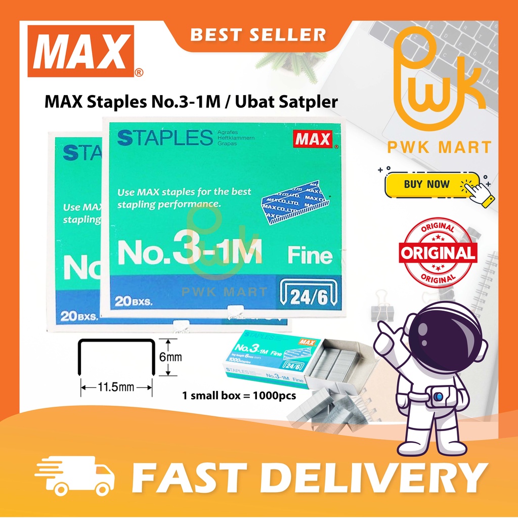 MAX Staples No.3-1M (1 box) Dawai Kokot / Ubat Stapler | Shopee Malaysia