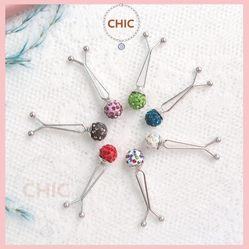 CHICMART Colourful Diamond Ball Pin Tudung Muslim U-shape Neck Clip ...