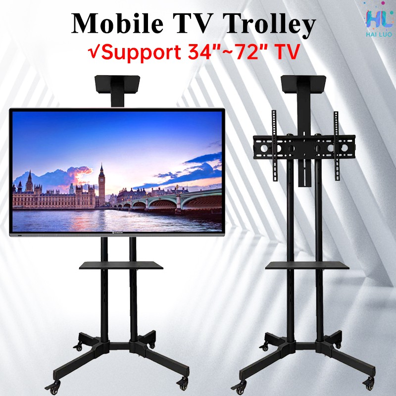 【Ready Stock】TV Stand Mobile Cart Trolley 32-72" Screen LED LCD Monitor ...