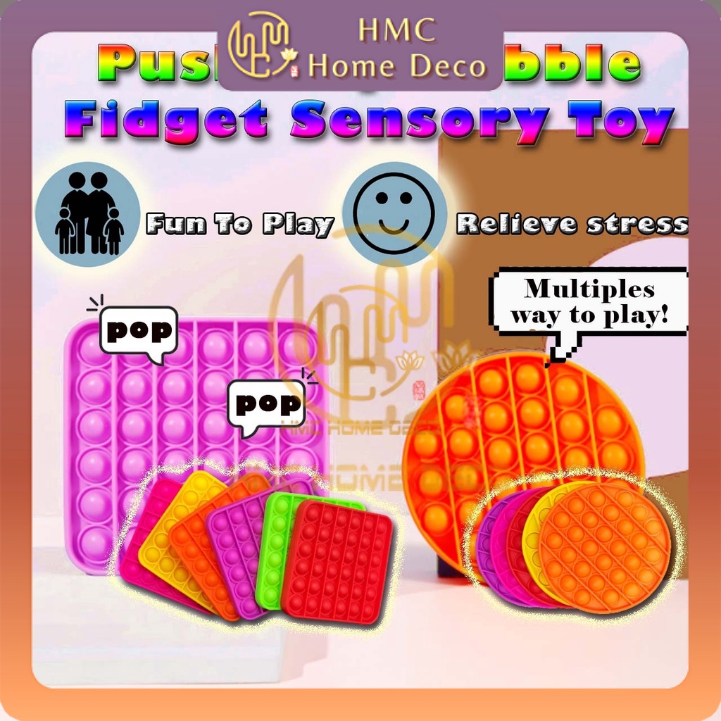 Ready Stock Push Pop Bubble Fidget Sensory Toys Kid Squishy Squeeze ...