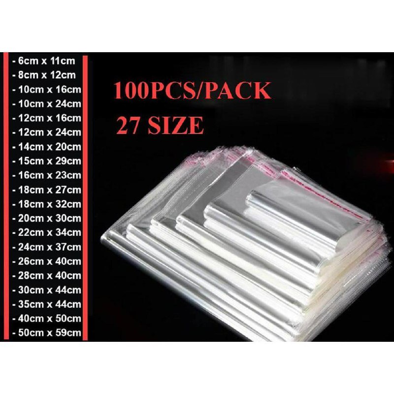 100PCS/Pack Transparent Mask Clothing Packing Bag Self Adhesive Plastic ...