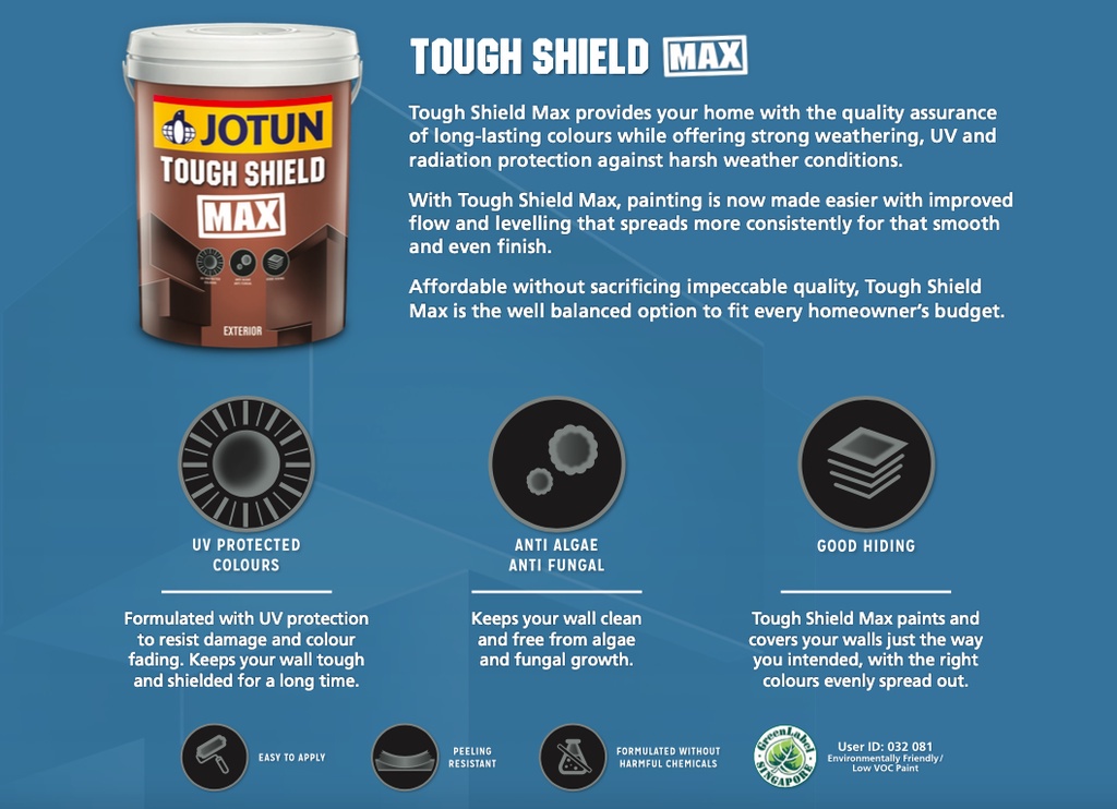 JOTUN (0001~2999) TOUGH SHIELD MAX EXTERIOR WALL PAINT 5L | Shopee Malaysia