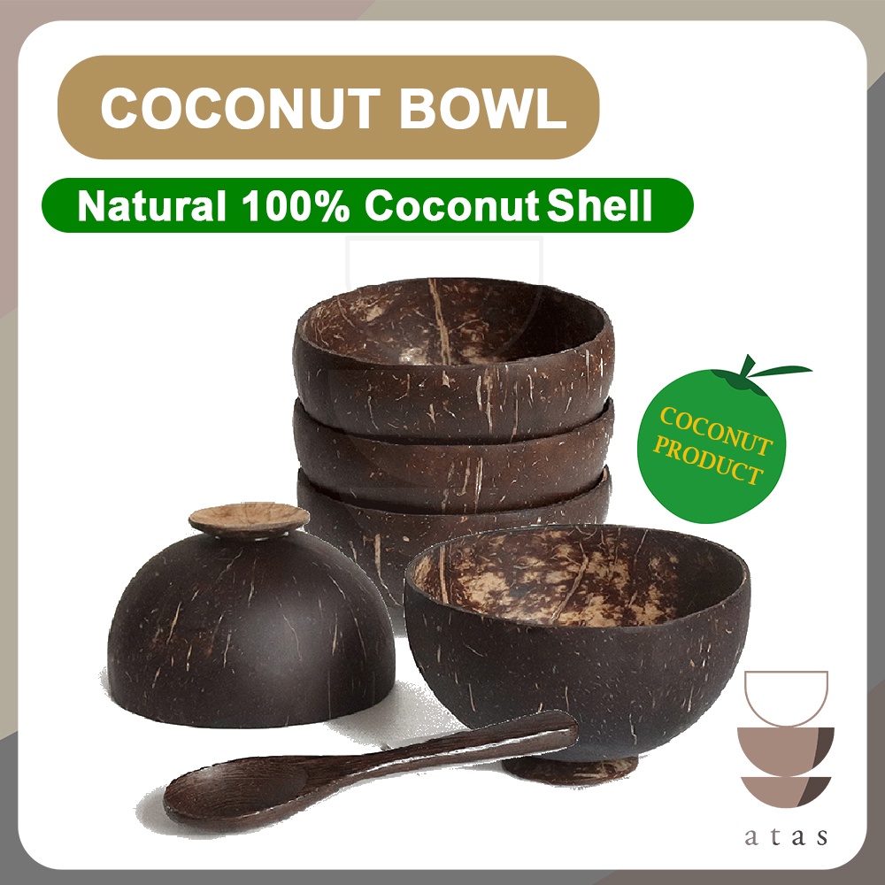 COCONUT BOWL ATAS Handcraft Natural Eco Friendly Smooth Wooden ...
