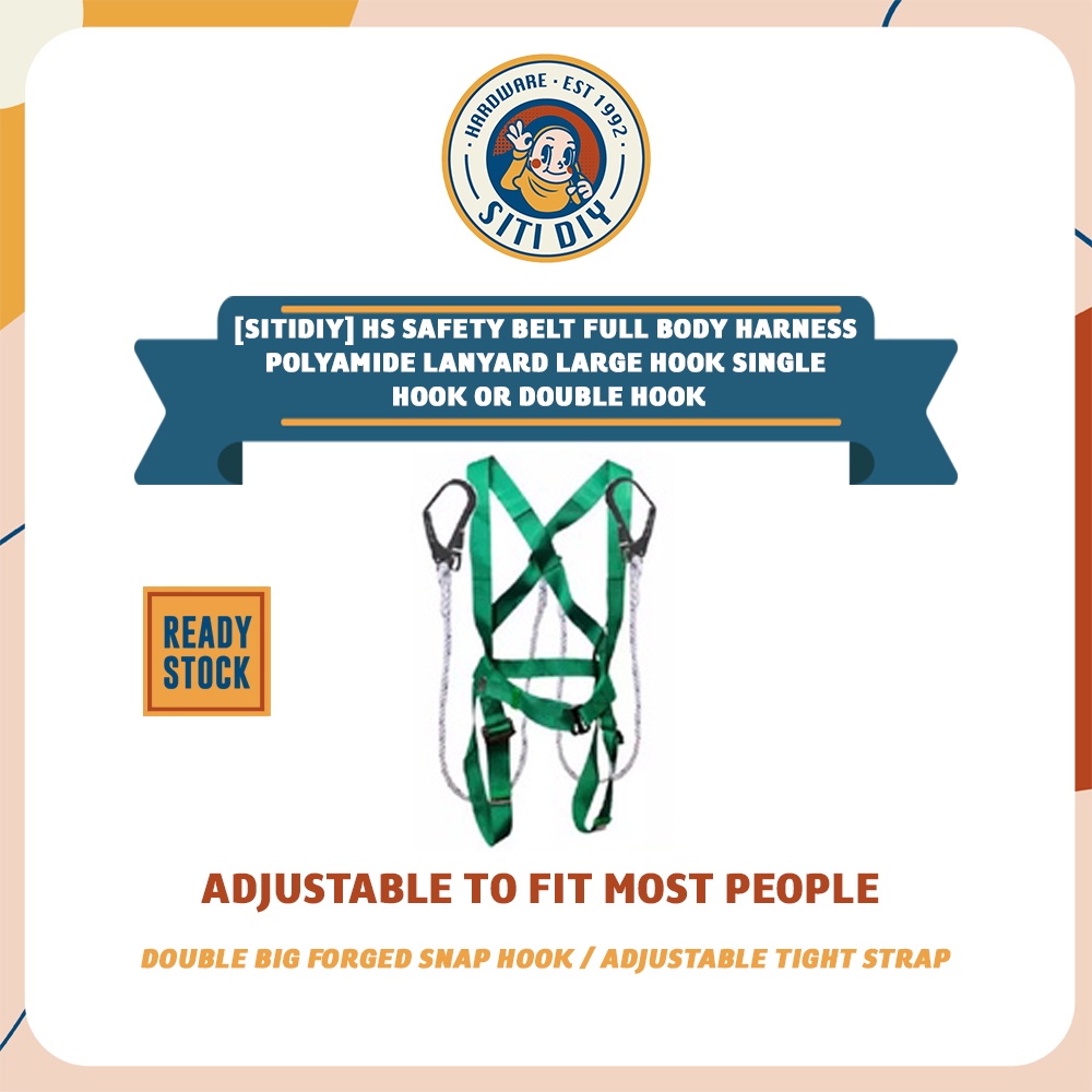 Safety Harness Fall Protection Absorber Parachute Type Polyamide Lanyard Double Large D-Hook ...