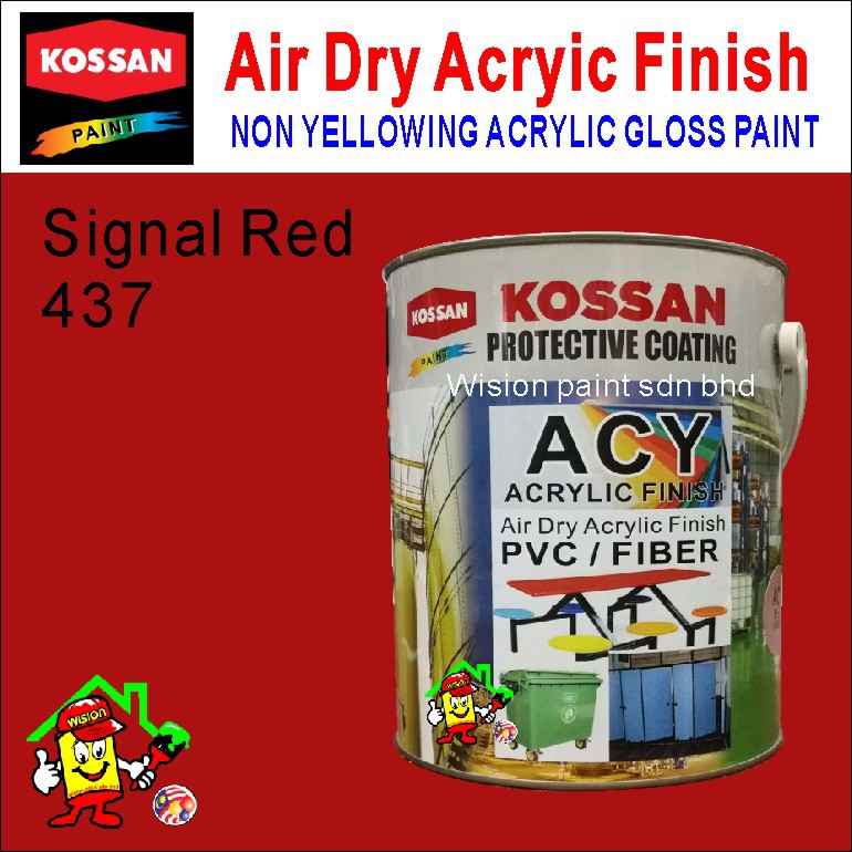 SIGNAL RED 437 ( 1L ) kossan ACY KOSACRYLIC FINISH PAINT FOR ACRYLIC ...