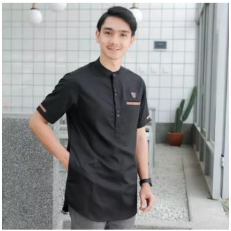 KURTA MODEN AL KHALIS, KURTA KHALIS, KURTA HITAM VIRAL, LENGAN PENDEK ...