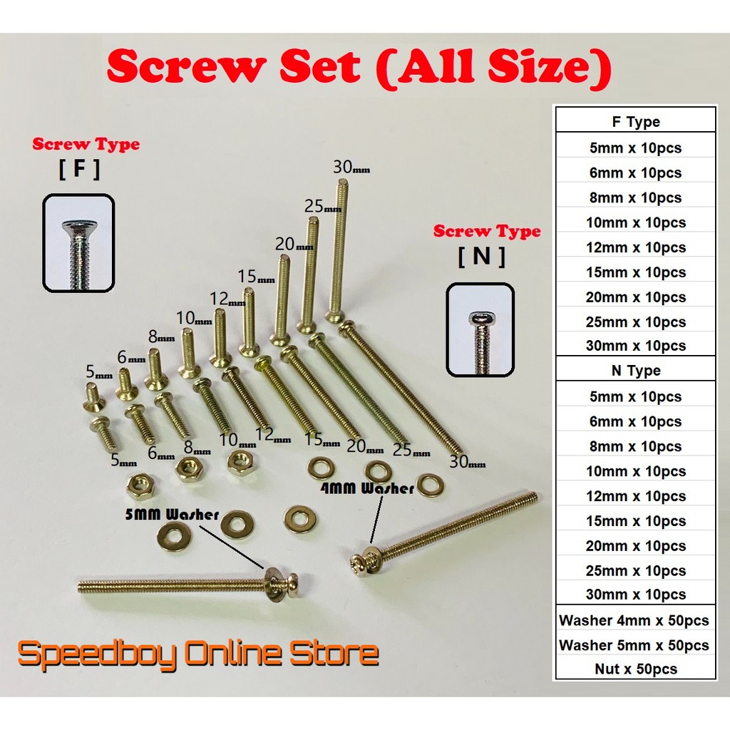 M2 Screw Tamiya Mini 4WD / Philip Screw / Countersunk Head Screw ...