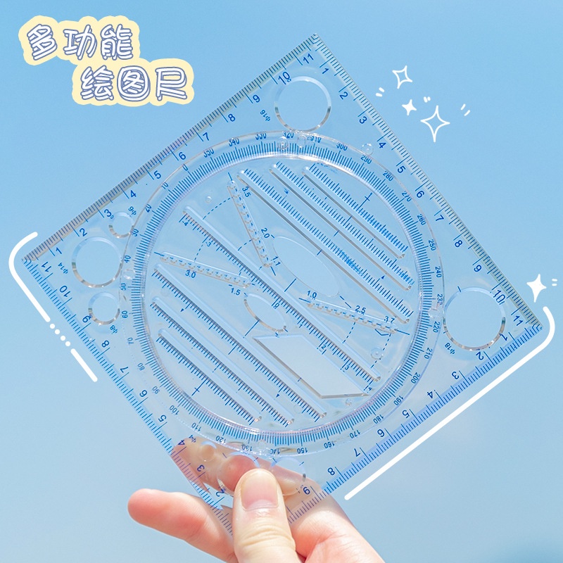 1 PC Creative multi-functional geometric figure painting ruler junior ...