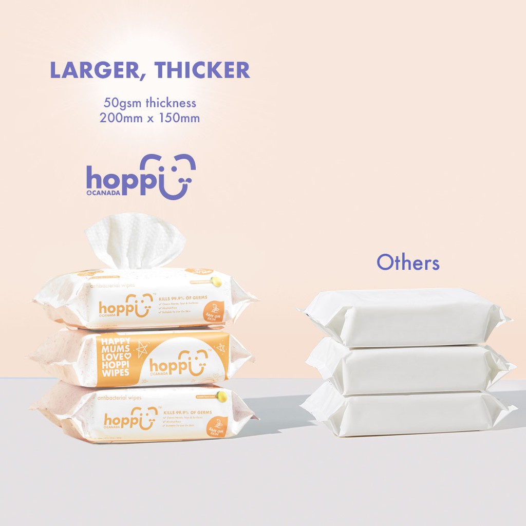 Hoppi Premium Baby Antibacterial Wipes / Baby Wipes / Wet Wipes / Wet ...