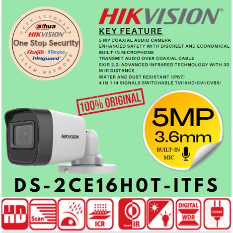 HIK VISION 5MP Built-In Mic Camera DS-2CE16H0T-ITFS - NEW* | Shopee ...