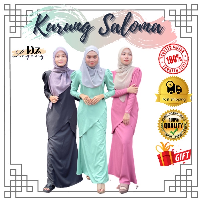 (READY STOCK) BAJU KURUNG MODEN SALOMA / Baju Raya 2021🥰 | Shopee Malaysia