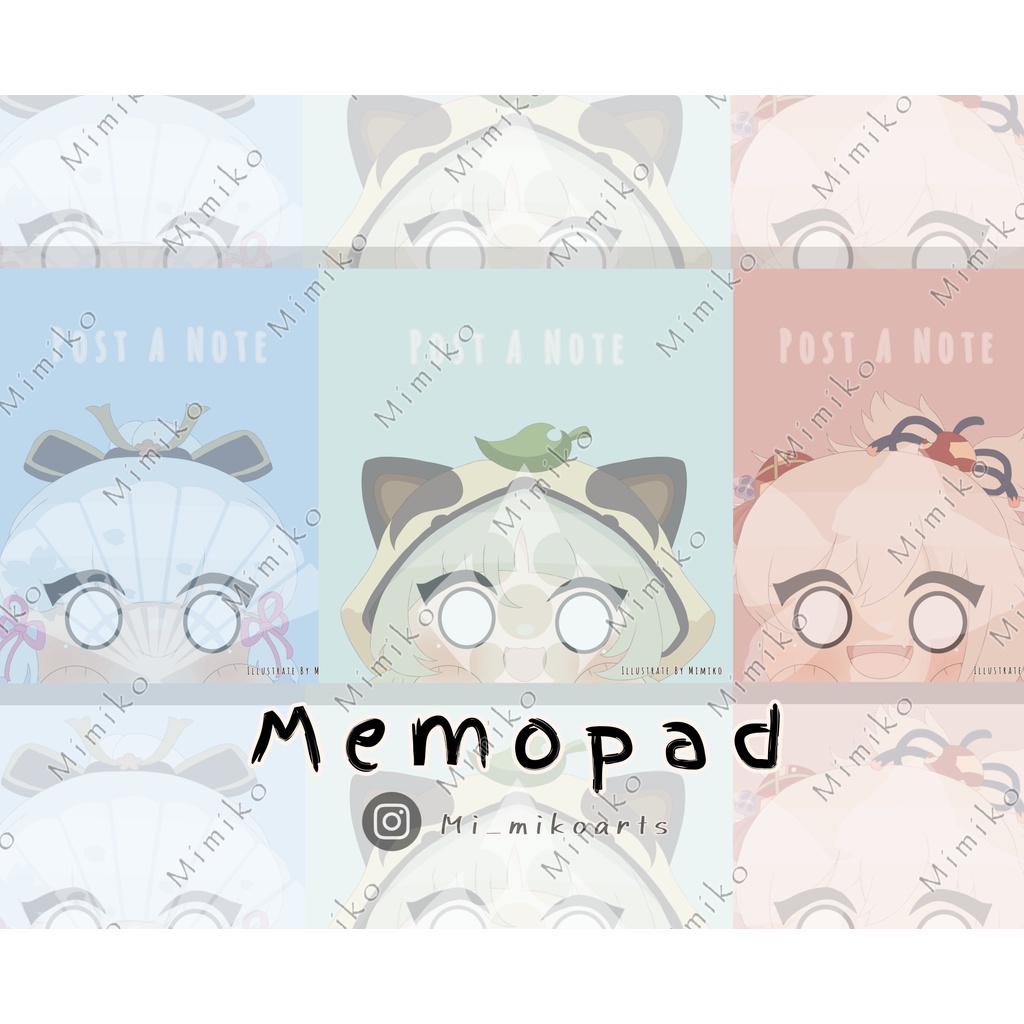 Genshin impact Memopad Notepad Ayaka Sayu Yoimiya 75gsm 80 sheets ...