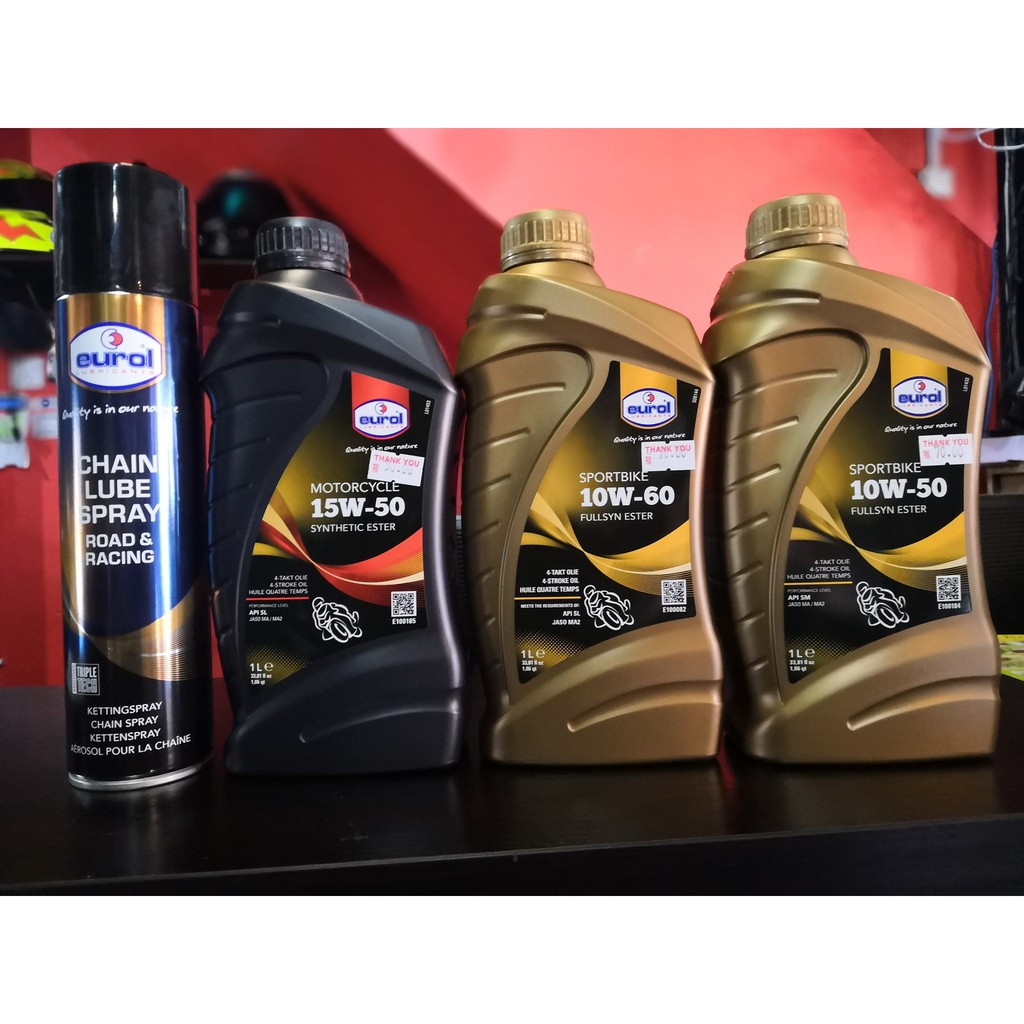 EUROL MOTORCYCLE ENGINE OIL LUBRICANT AND CHAIN LUBE | Shopee Malaysia