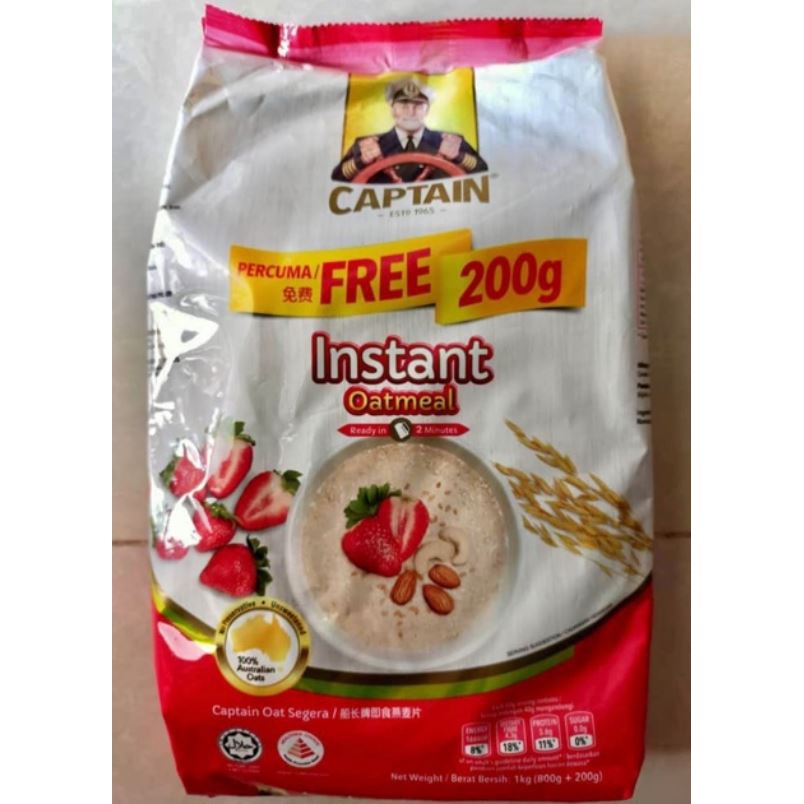 Captain Instant Oatmeal 1kg (800g + free 200g) | Shopee Malaysia