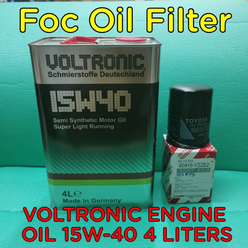 VOLTRONIC ENGINE OIL 15W-40 4 LITERS & OIL FILTER | Shopee Malaysia