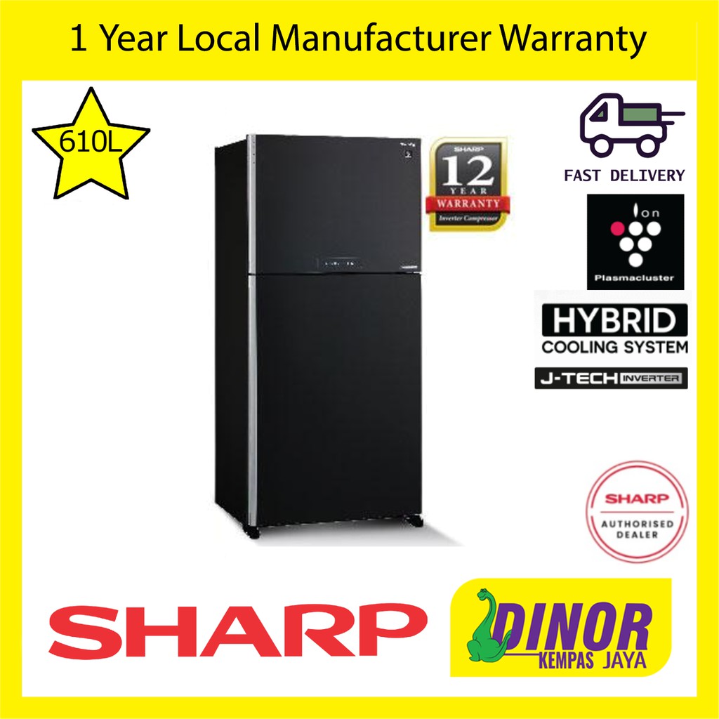 Sharp 610L 2 Door Pelican Refrigerator SJP68MFGK / SJP-68MFGK Fridge ...