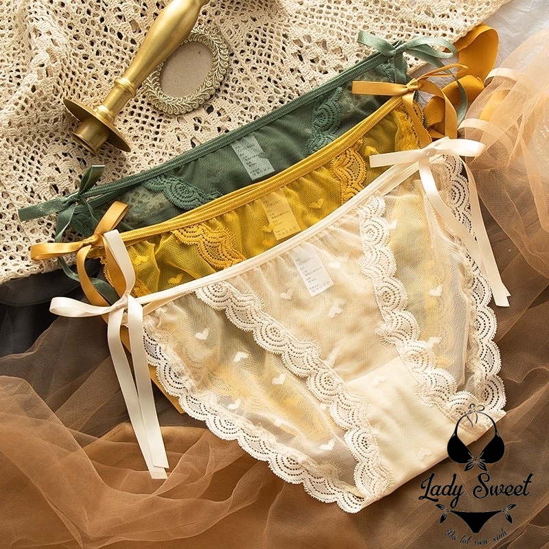 Women's Underwear ️ Lace Panties with Heart Pattern and Sexy Bow Tie at ...