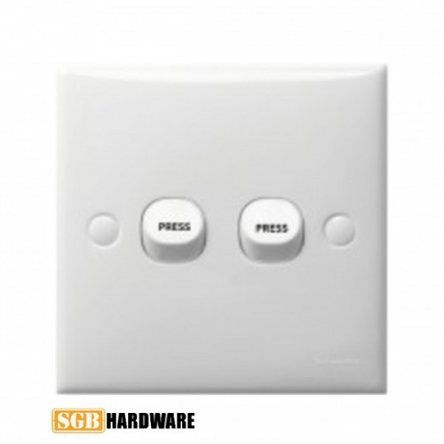 Schneider Clipsal S-Classic 10A 2 Gang Bell Switch Marked Press - White ...