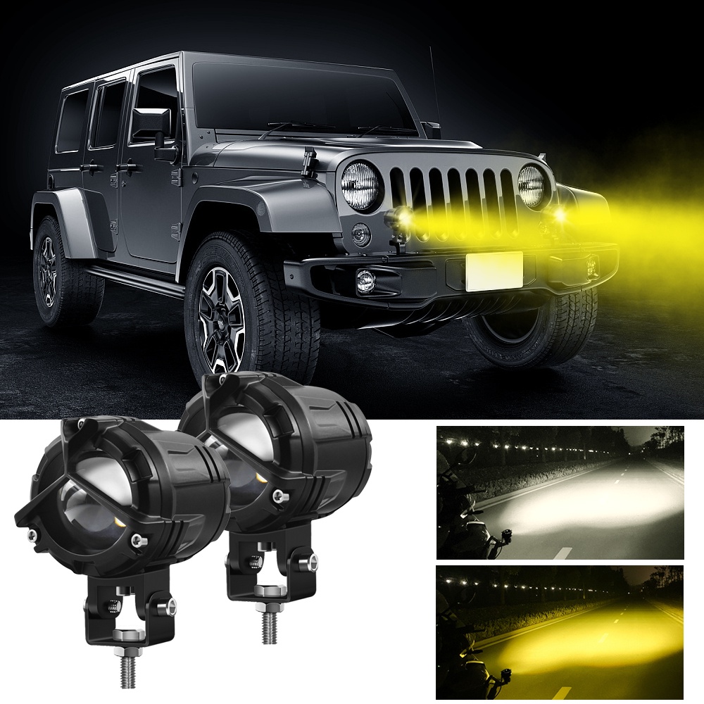 Super Bright LED Motorcycle Spotlight 3000K 6000K Hi/Lo Auxiliary Light ...