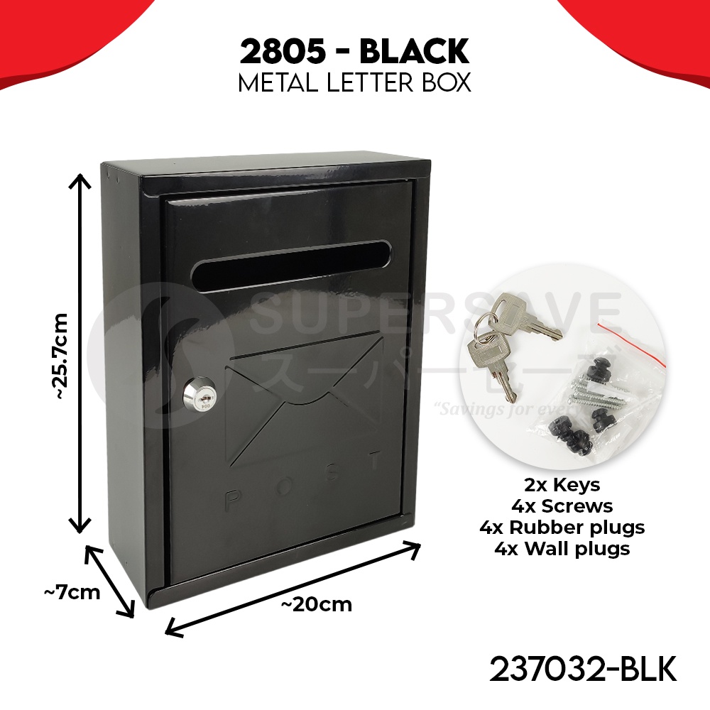 SUPERSAVE Metal Letter Box Wall Mount Mail Box with Keys Lock Outdoor ...