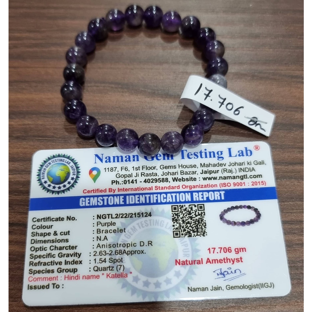 Amethyst Stone Bracelet with Lab Tested Certificate ( 8 mm | Shopee ...