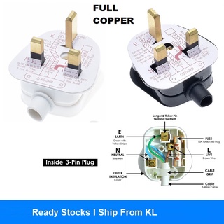 13A 3-Pin Plug Top with Fused Unbreakable Kepala Plug Elektrik [ SIRIM ...