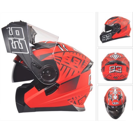 Andes Flip-Jaw Full Face Helmet with 2 Anti-Fog Goggles (AD) | Shopee ...