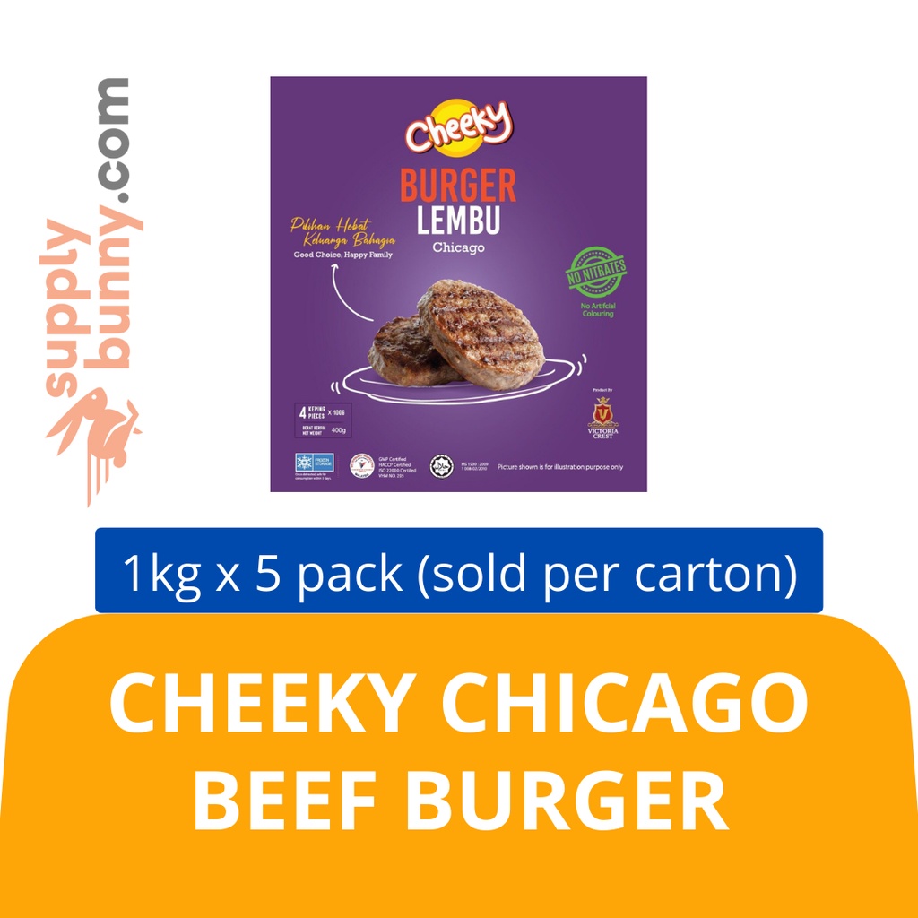 Halal Cheeky Chicago Beef Burger (1kg x 5 pack) (sold per carton ...
