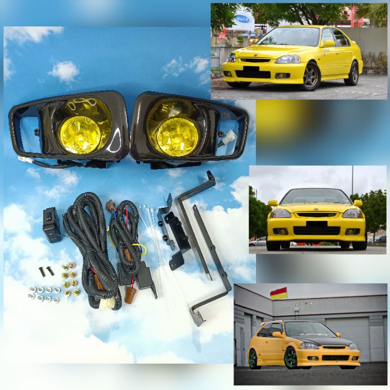 Fog Lamp Yellow Spotlight Honda Civic EJ / EK SO4 EJ96 / EK99 Completed ...