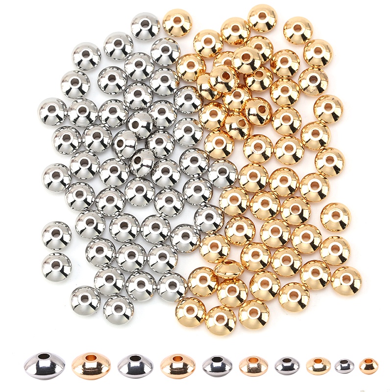 4-8mm 304 Stainless Steel Golden Metal Round Abacus Beads Spacer Loose ...