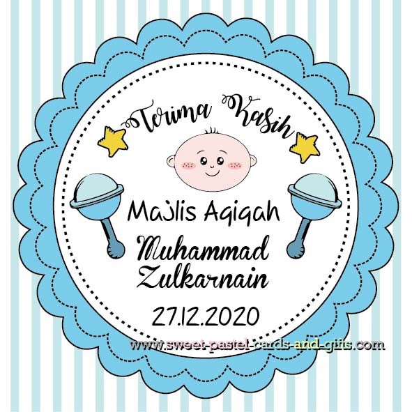 TQ STICKER DOOR GIFT BABY BOY MAJLIS AQIQAH / AKIKAH / CUKUR JAMBUL ...