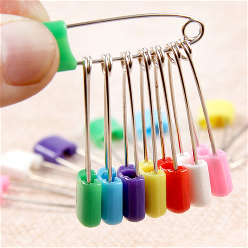 10Pcs Plastic Head Safety Pins Baby Kids Cloth Nappy Locking Brooch ...