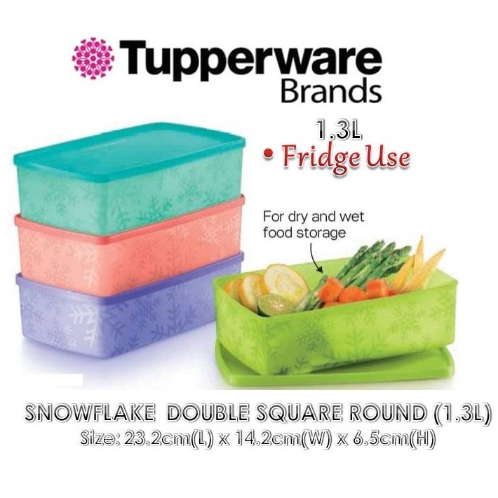 TUPPERWARE Snowflake Double Square Round 1.3L (Random Colour ship 1 pc ...