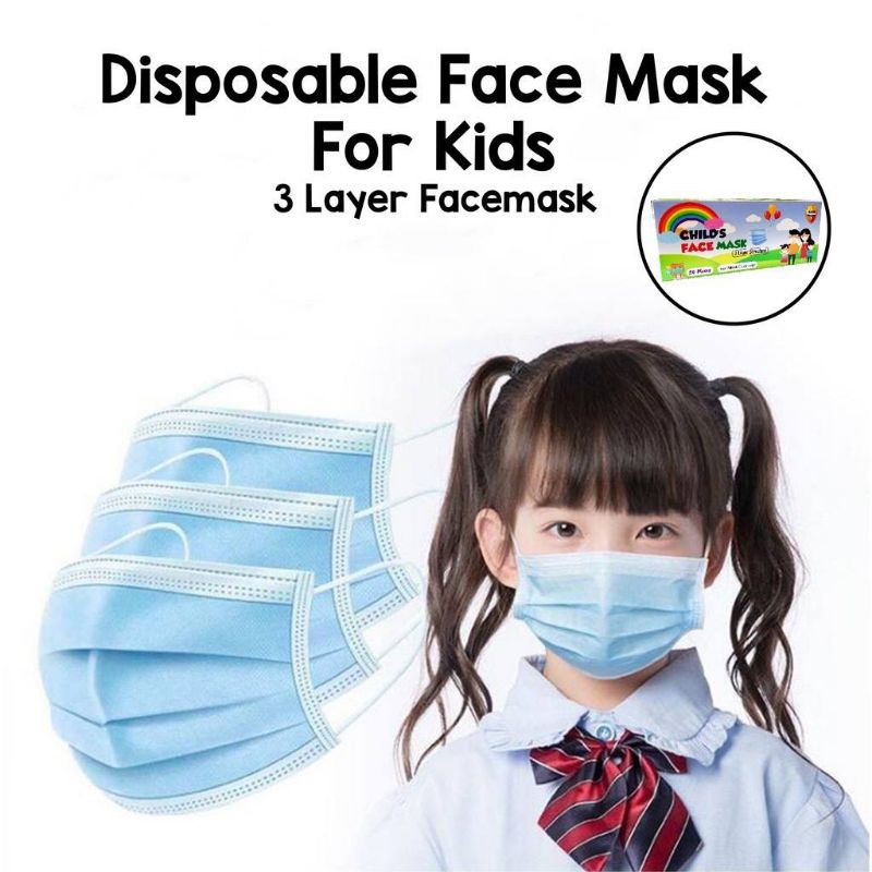 3-LAYERS PROTECTION CHILDREN MASK 😷 BLUE COLOR MASK WITH BOX 📦 = 50PCS ...