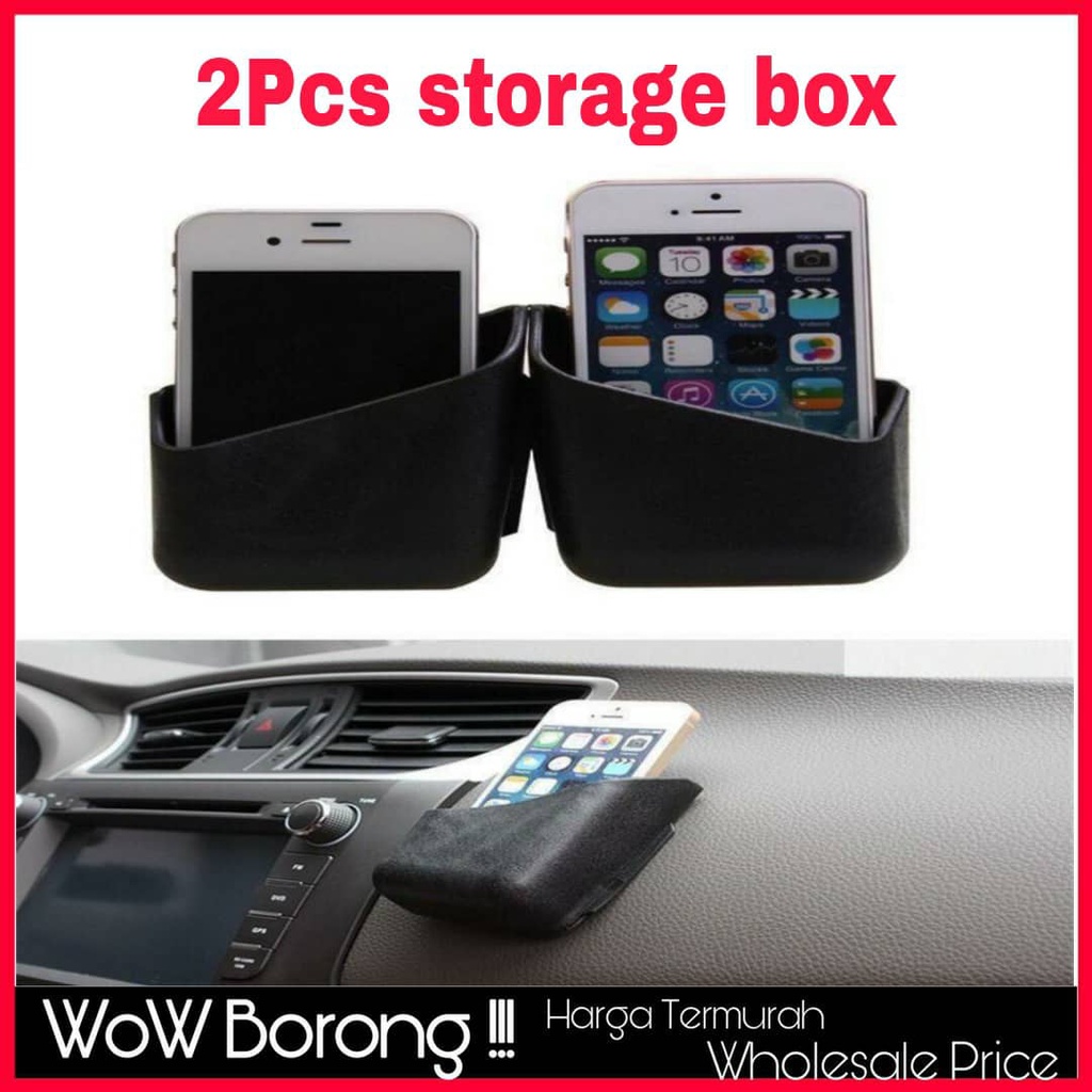 2PCS Car Organizer Storage Bag Box Holder Black Universal Phone Auto ...
