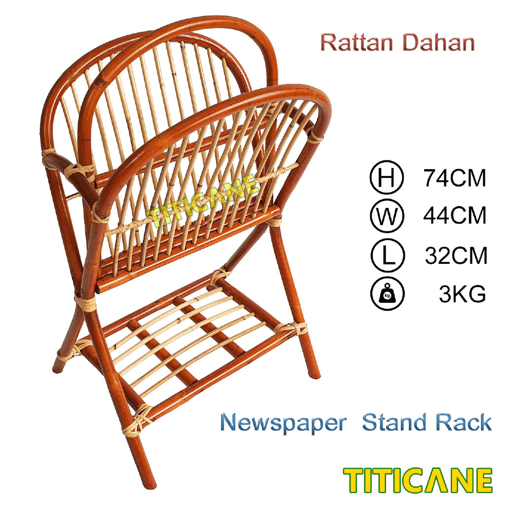 TITICANE Newspaper Stand Rack [ Rak Rotan Surat Khabar ] [ Rattan Dahan ...