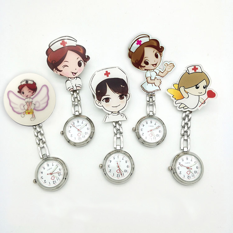Nurse Watch Pin Women Movement Pocket Cartoon Girl Cute Gift Quartz ...
