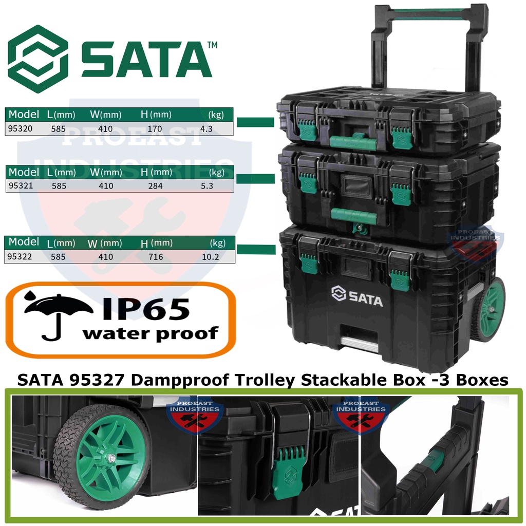 SATA 95327 Dampproof Trolley Stackable Box -3 Boxes (Consist of 95320 ...