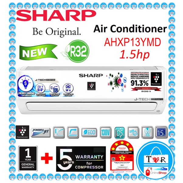 SHARP Non inverter & Inverter Wall Type Air Conditioner Gas R32 1.0hp ...