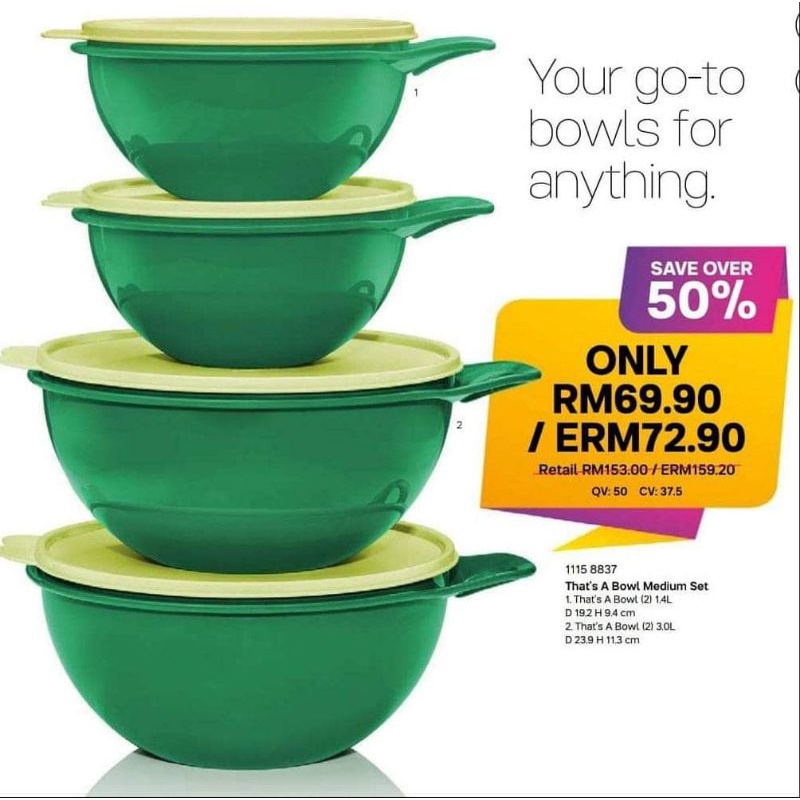 Tupperware Brands Thats a Bowl Bekas besen Besar oknau letak lauk lepas ...