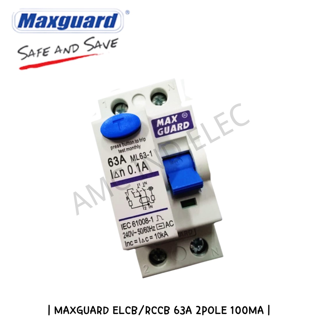 MAXGUARD ELCB/RCCB 40A 63A 2Pole 100mA Residual Current Operated ... MAXGUARD ELCB/RCCB 40A 63A 2Pole 100mA Residual Current Operated ...