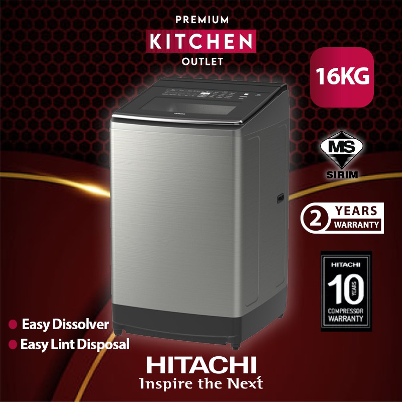 Hitachi 16KG Washing Machine Top Loading Built in Heater Dual Jet SF ...
