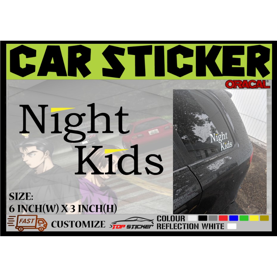 Night Kids Car Sticker Kereta Stickers | Shopee Malaysia