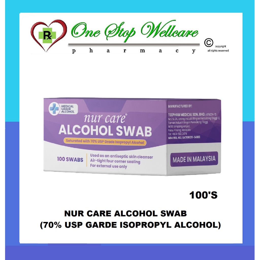 NUR CARE ALCOHOL SWAB (STANDARD / USP GRADE / PREMIUM / BD) 100'S / 200 ...