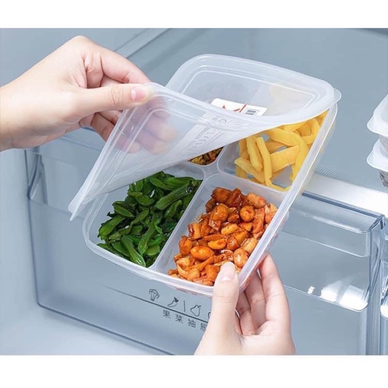 Food Storage Box Divided into 4 Tidy Flexible Compartments 710ml ...