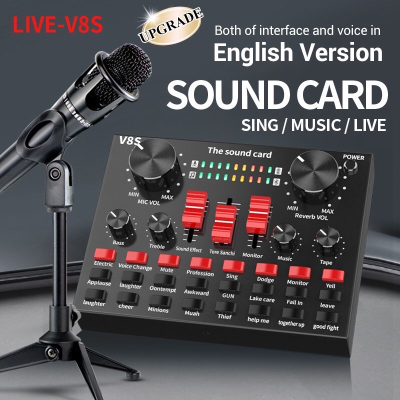 🇲🇾*Ready Stock* Live Stream Sound Card V8S With Multiple Sound Effect ...