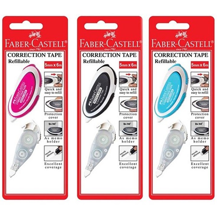 FABER CASTELL GLIDE CORRECTION TAPE + 1 REFILL 5MMX6M (PRICE PER SET ...
