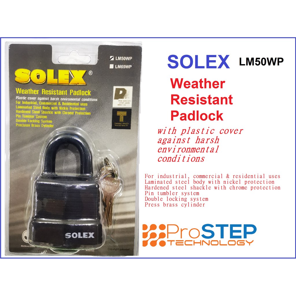 SOLEX WEATHER RESISTANT PADLOCK LM50WP [100% ORIGINAL AND GENUINE SOLEX ...